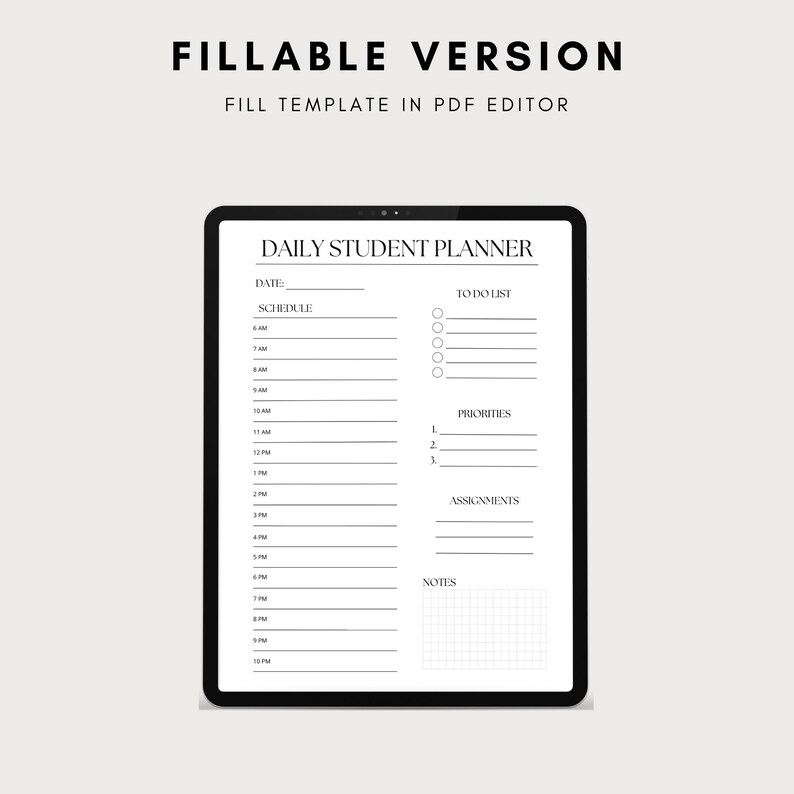 Printable Daily Student Planner, Undated Planner, Personal Planner ...