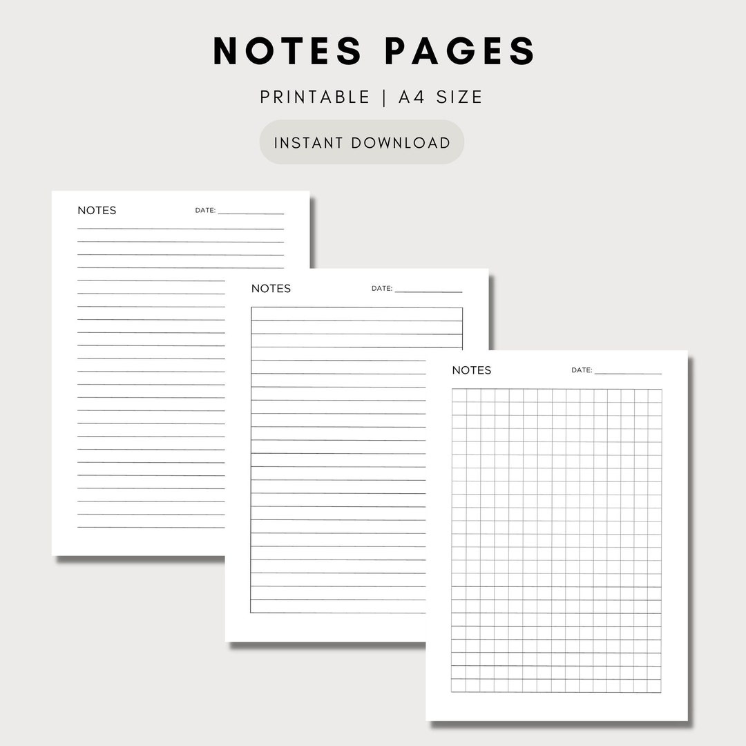 Printable Notes Pages, Cornell Notes Template, Notes Template, A4 Size ...
