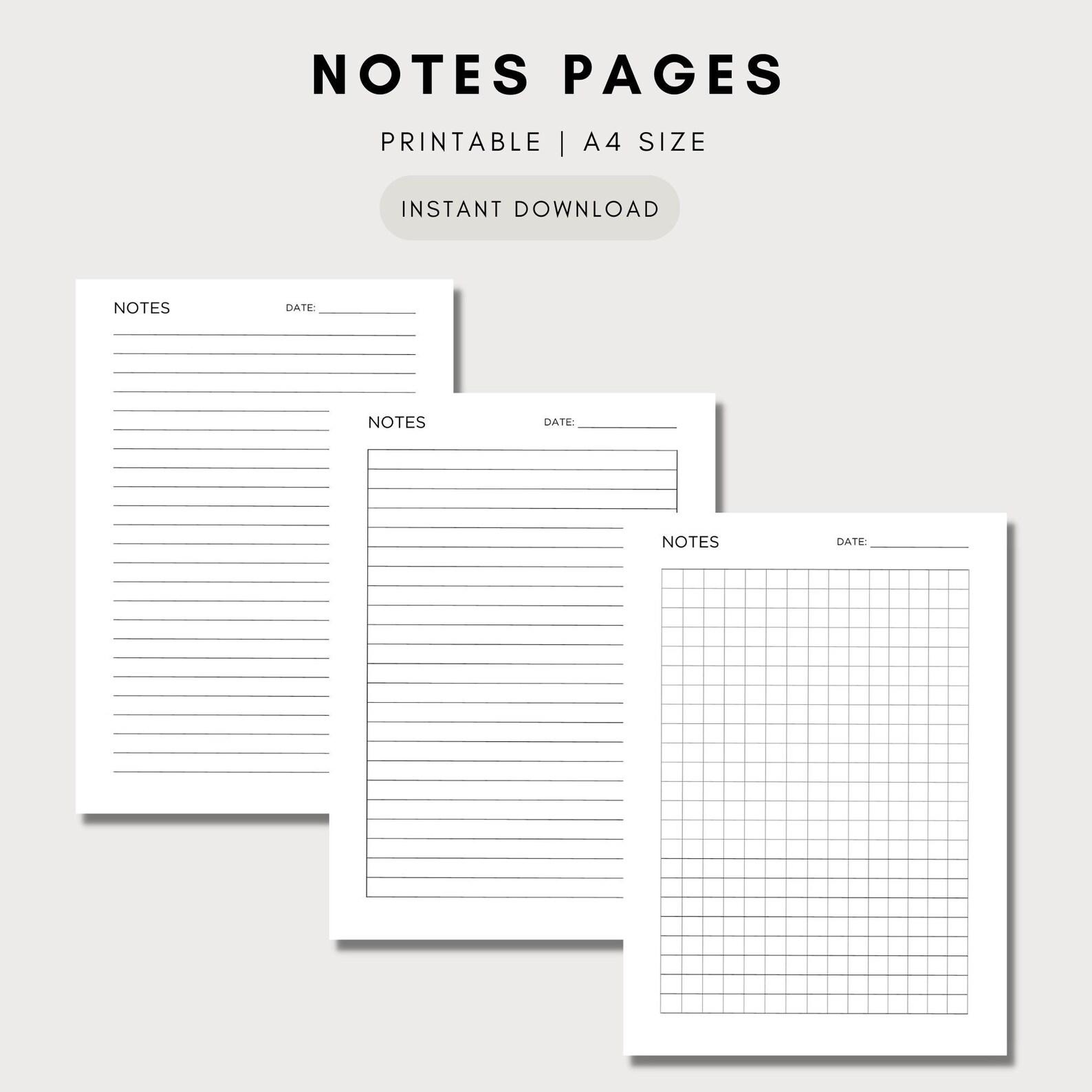 Printable Notes Pages, Cornell Notes Template, Notes Template, A4 Size ...