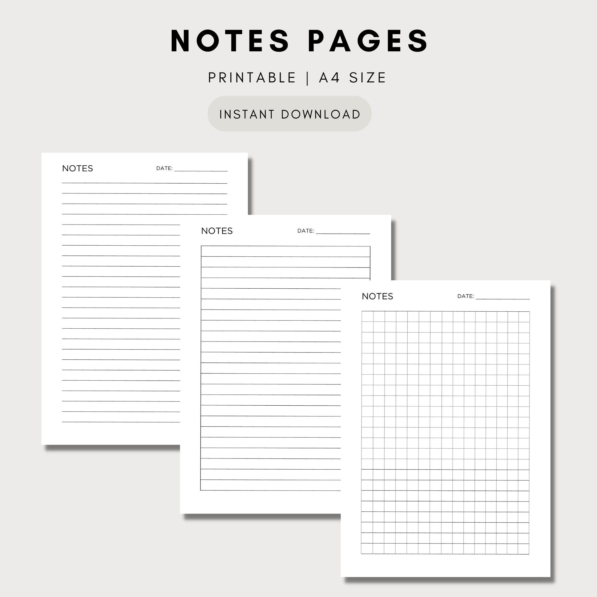 Printable Notes Pages, Cornell Notes Template, Notes Template, A4 Size ...
