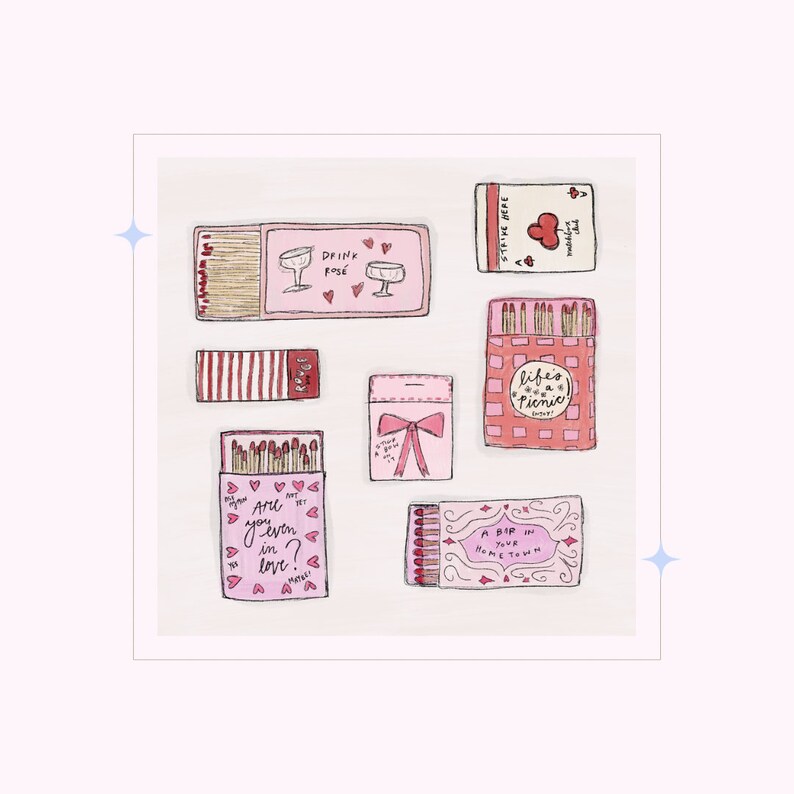 Pink Matchbox Glossy 8x8 Print, Girly Aesthetic, Eclectic Pink and Red ...