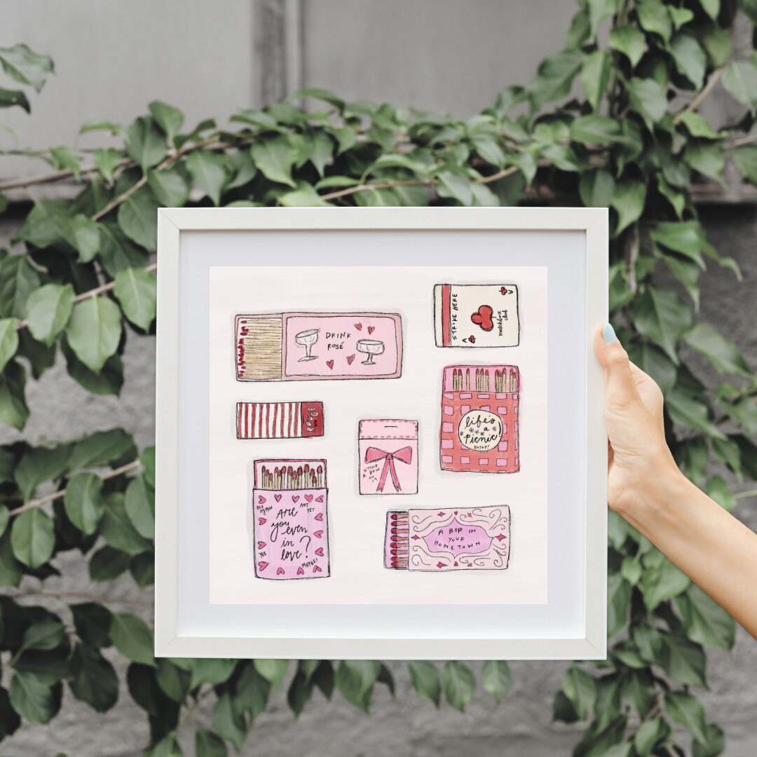 Pink Matchbox Glossy 8x8 Print, Girly Aesthetic, Eclectic Pink and Red ...