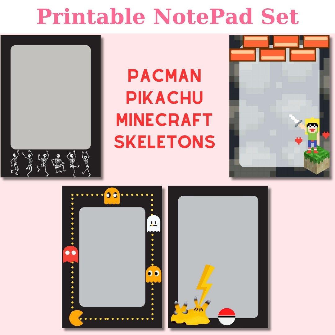Printable Cute Notepad Decorated With Famous Cartoon and Game ...