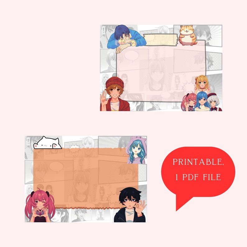 Anime Notepad, Printable Anime Memopad, Digital Download Kawaii Notepad ...