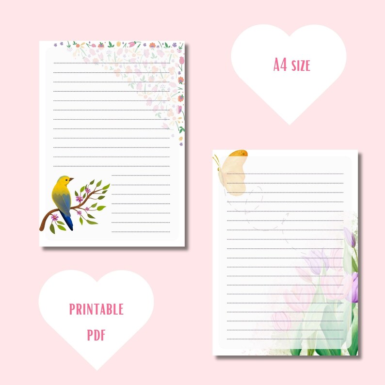 Printable Cute Spring Notepad, Printable Spring Backgrounds Memopad ...