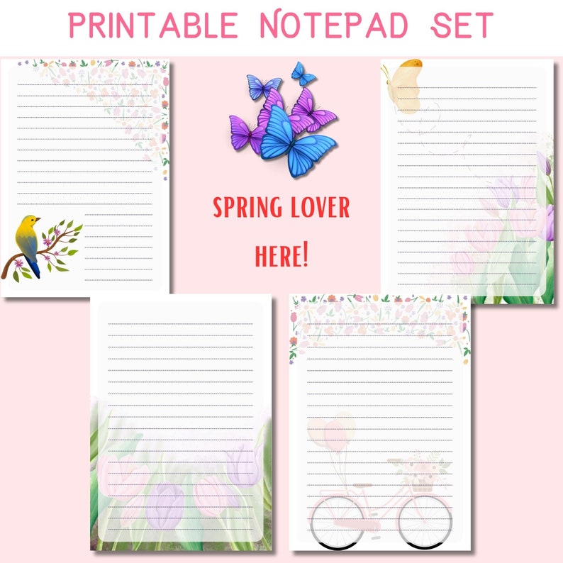 Printable Cute Spring Notepad, Printable Spring Backgrounds Memopad ...