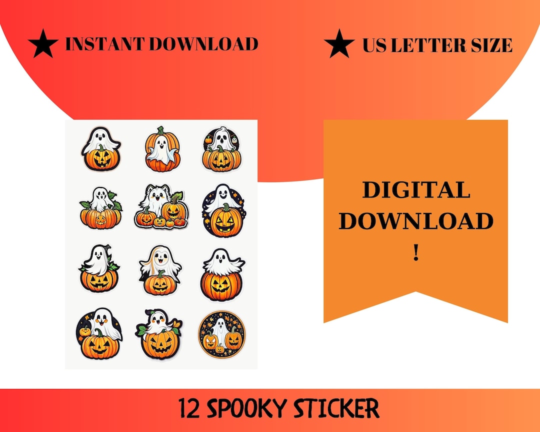 Spooky Sticker Halloween Sticker Printable Sticker - Etsy