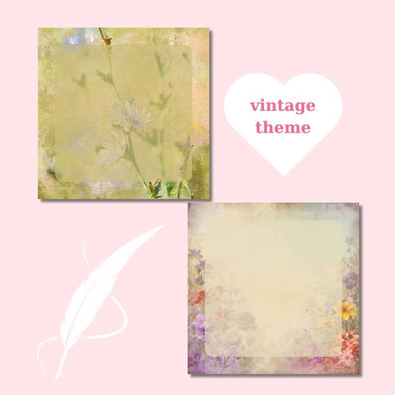 Vintage Flowers Memo Pad Set of 4, Printable Memo Pad Bundle, Vintage ...