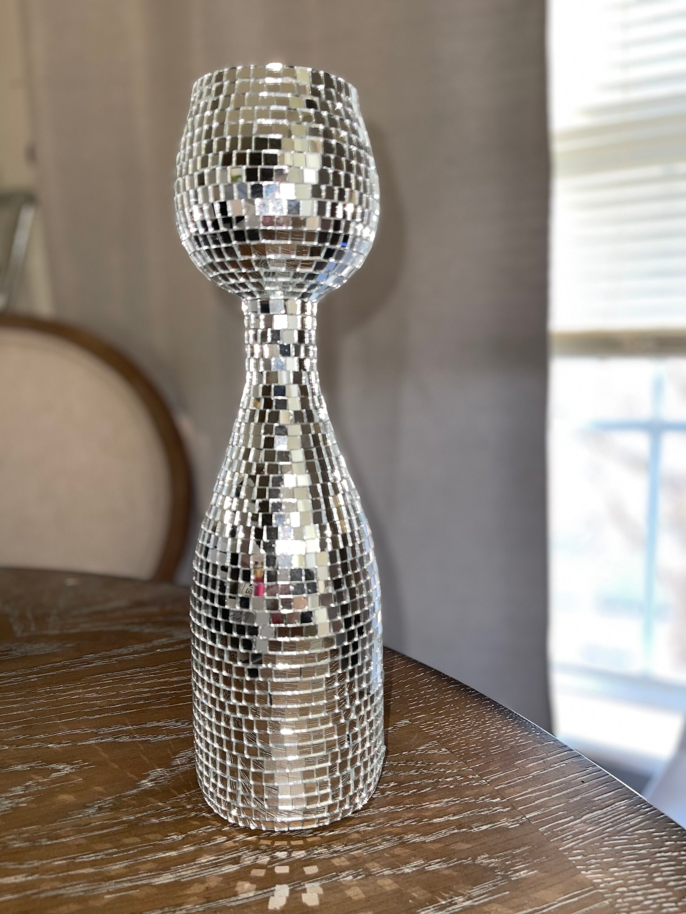 Silver Disco Glass Art Vase - Etsy