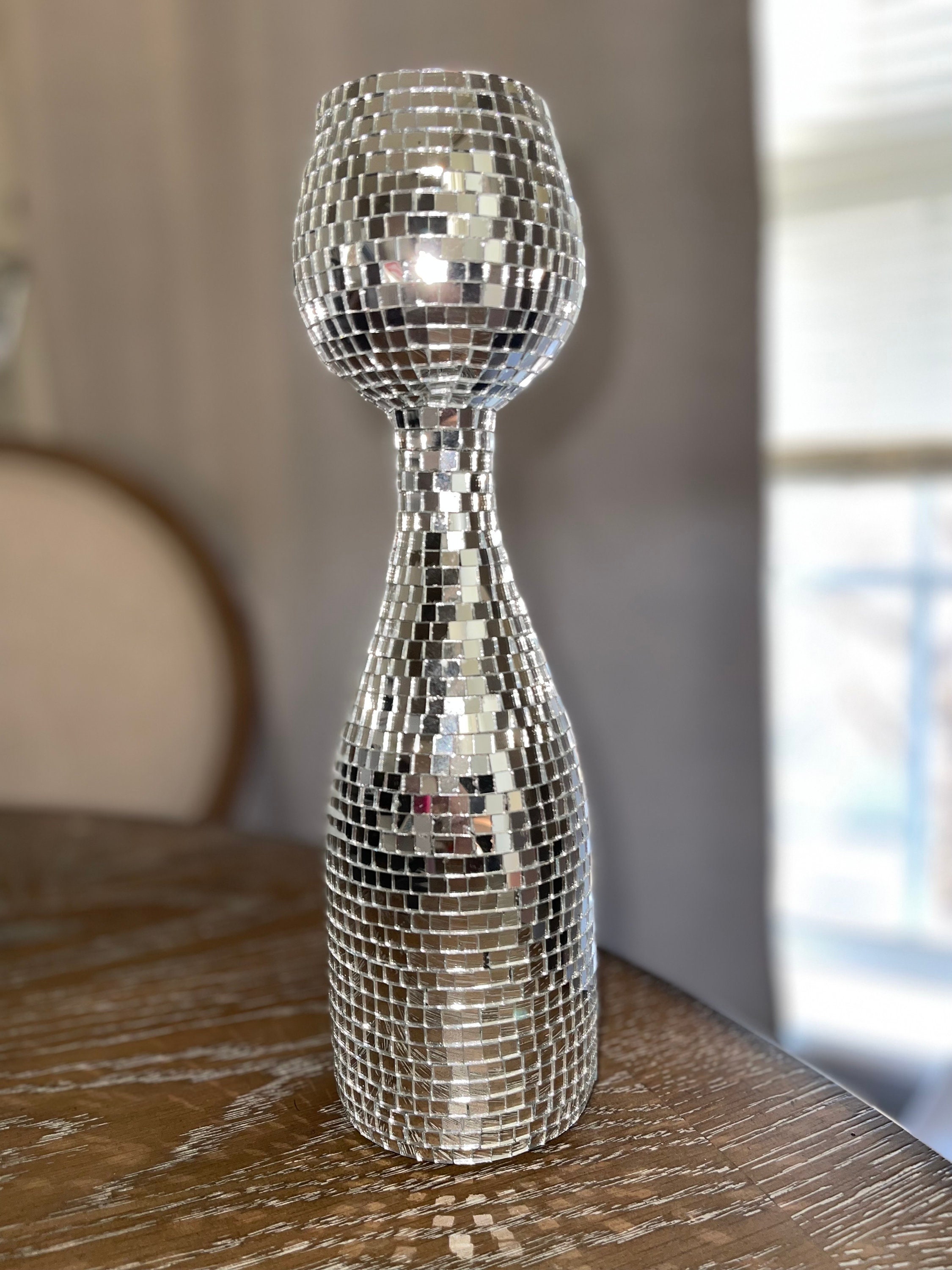 Silver Disco Glass Art Vase - Etsy