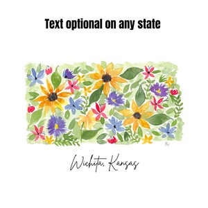 Kansas State Watercolor Painting, State Flower Painting, Custom ...