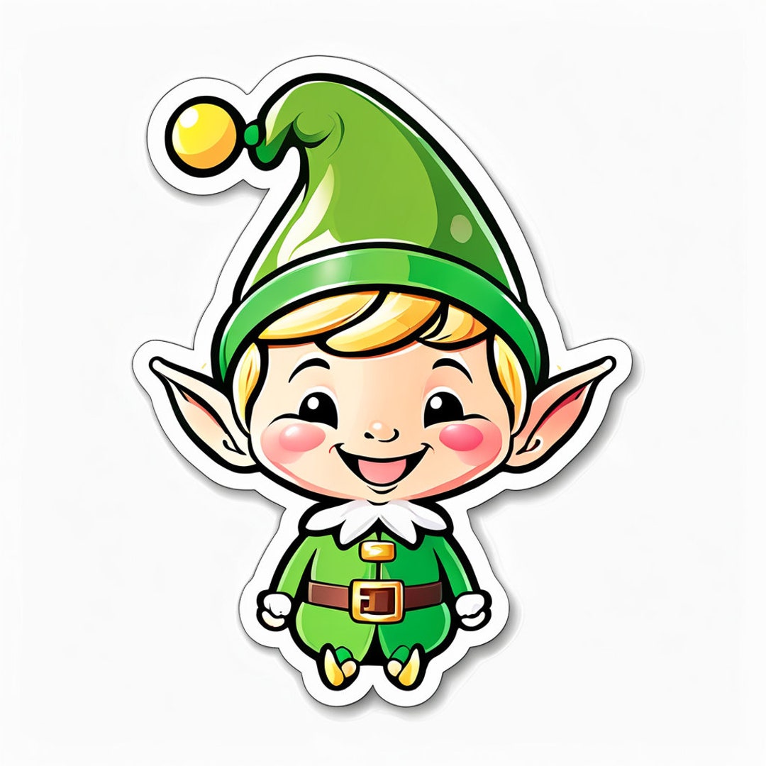Christmas Sticker Cute Elf - Etsy