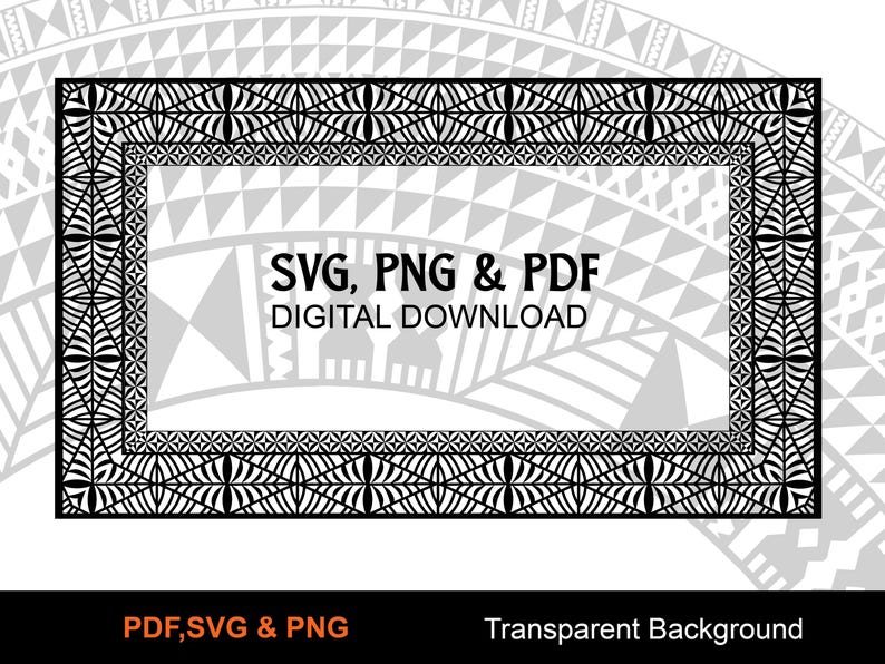 Polynesian Tribal Frame SVG & PNG Bundle | Hibiscus Flower Frames ...