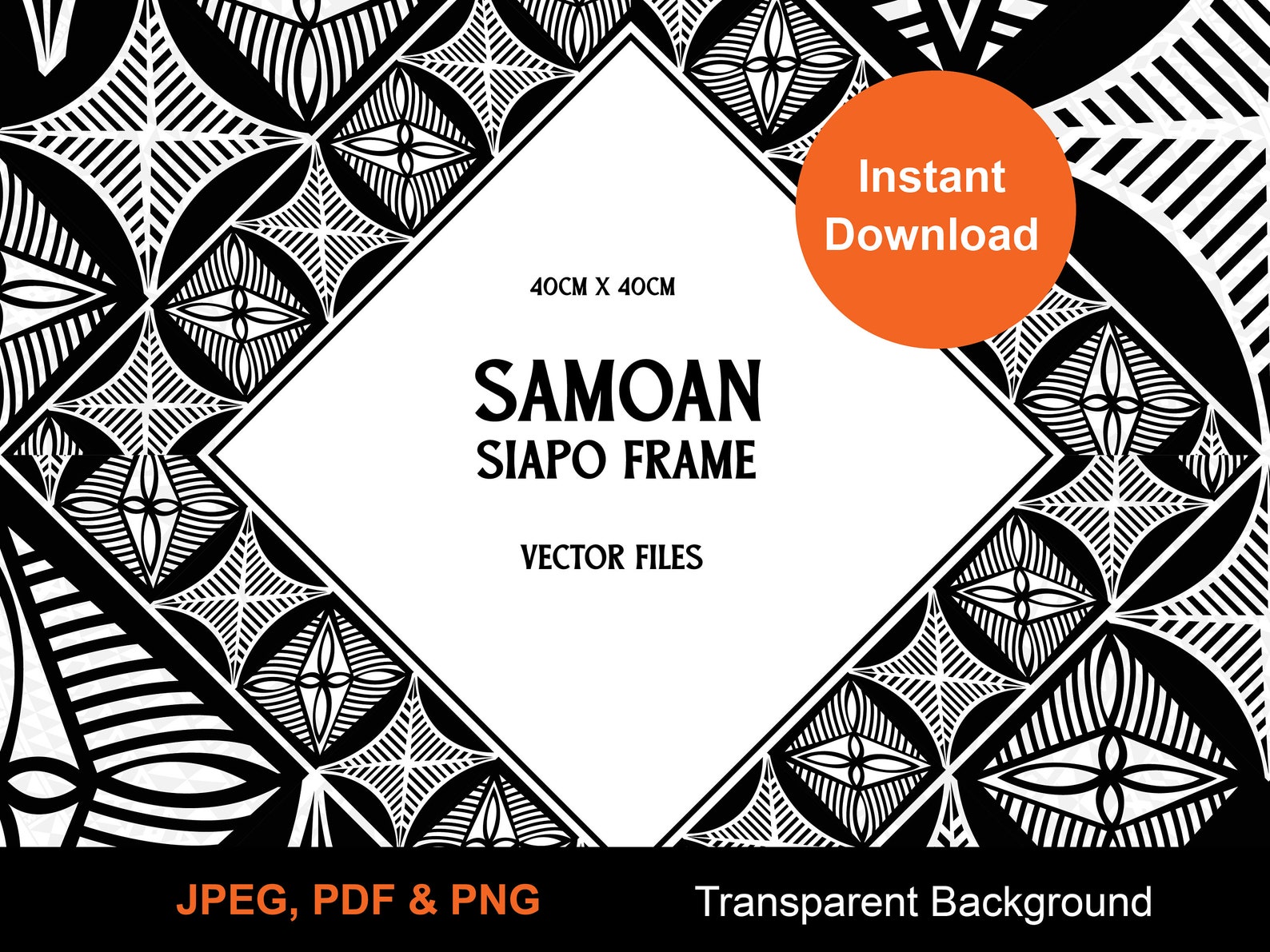 Samoan SIAPO Polynesian Sqaure Tribal Frame Vector 40cm X 40cm Seamless ...