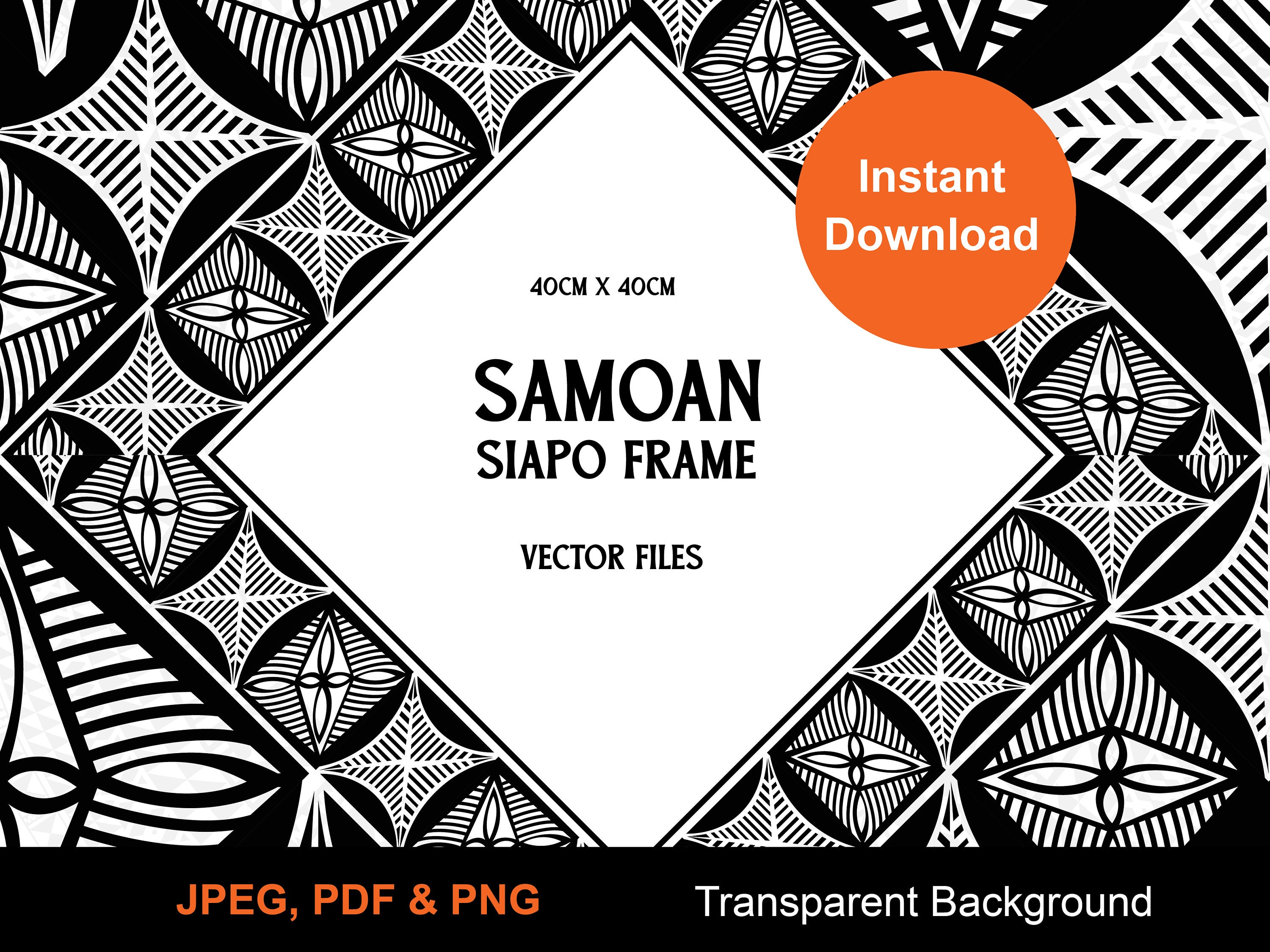 Samoan SIAPO Polynesian Sqaure Tribal Frame Vector 40cm X 40cm Seamless ...