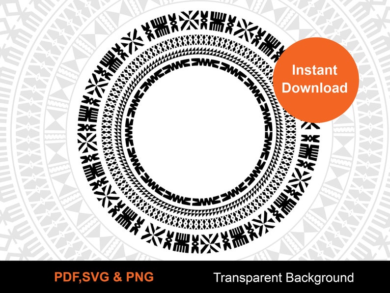 Fijian Kesakesa Masi Circle Tapa Tribal Frame Vector 40cm X 40cm