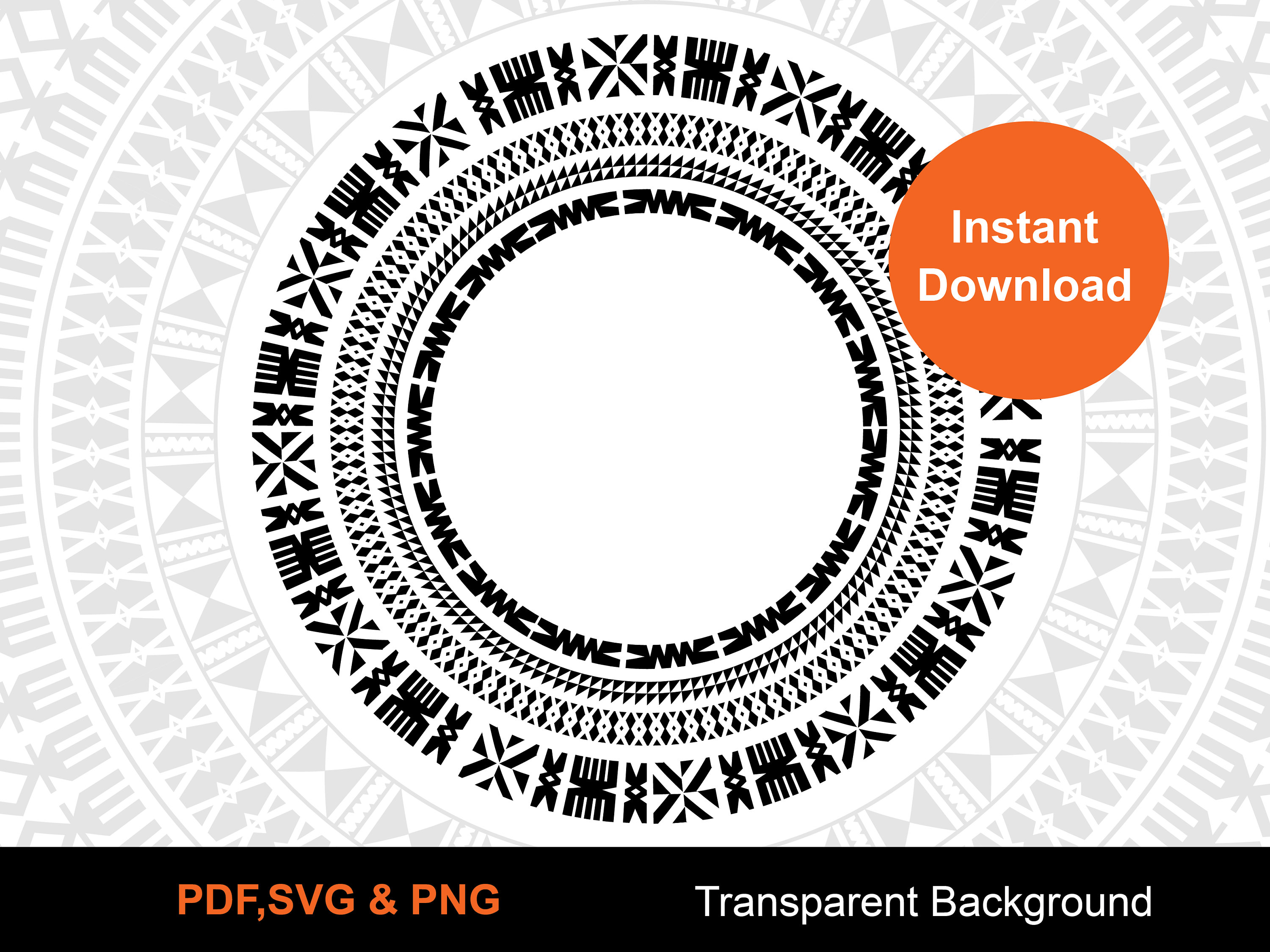 Fijian Kesakesa Masi Circle Tapa Tribal Frame Vector 40cm X 40cm ...