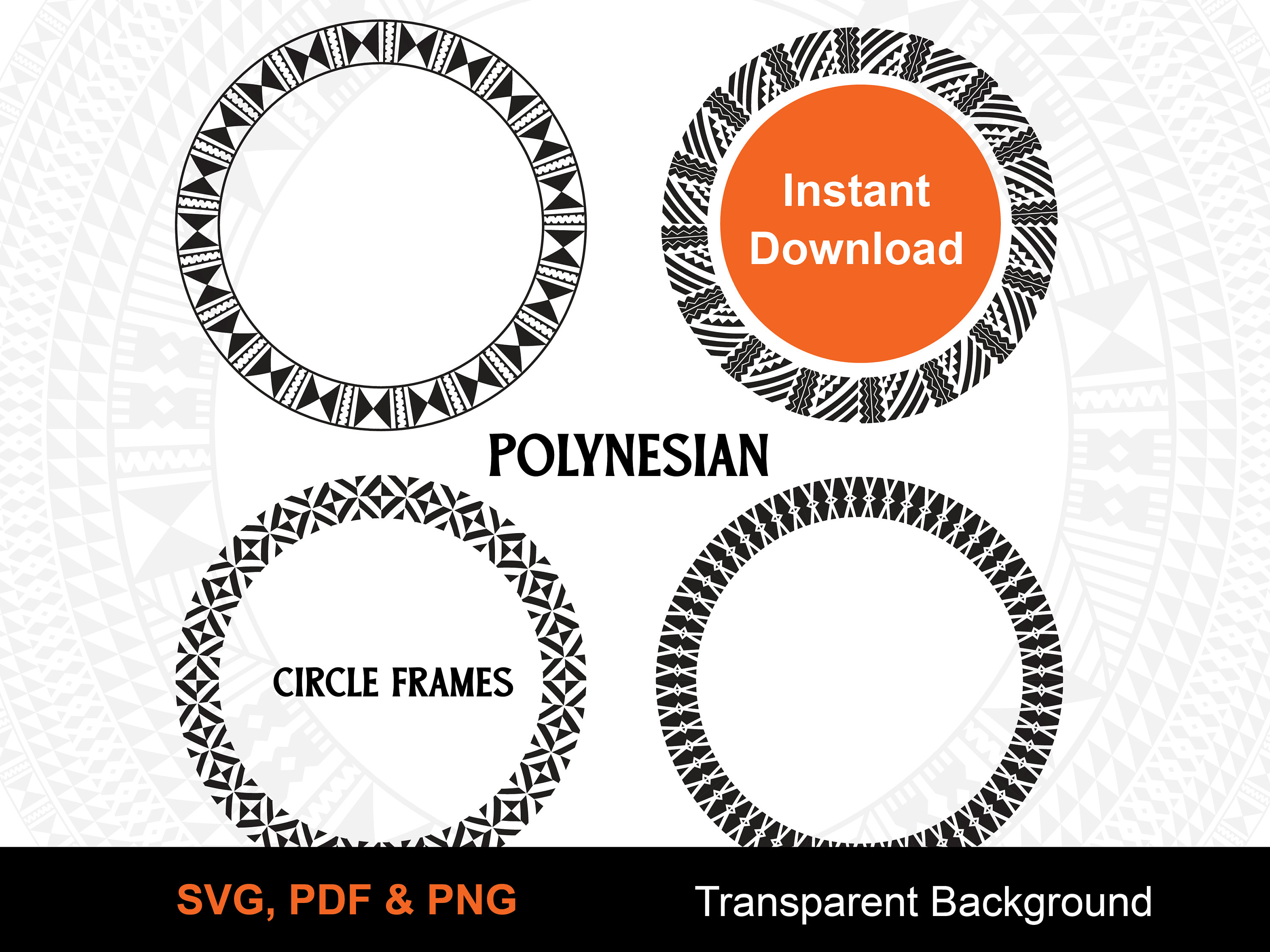 4 Polynesian Circle Frame Pack Vector 40cm X 40cm | Seamless Pattern ...
