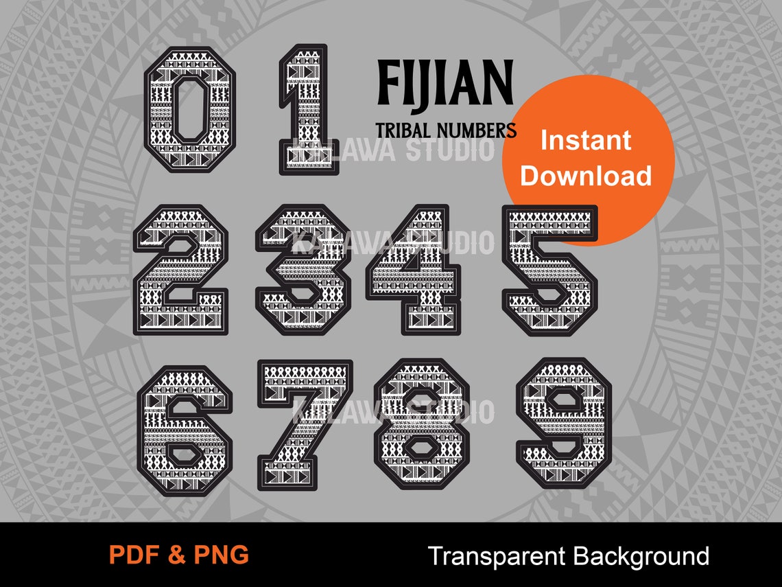 Fijian Tribal Numbers 0-9 | PNG & PDF (instant Download) - Etsy