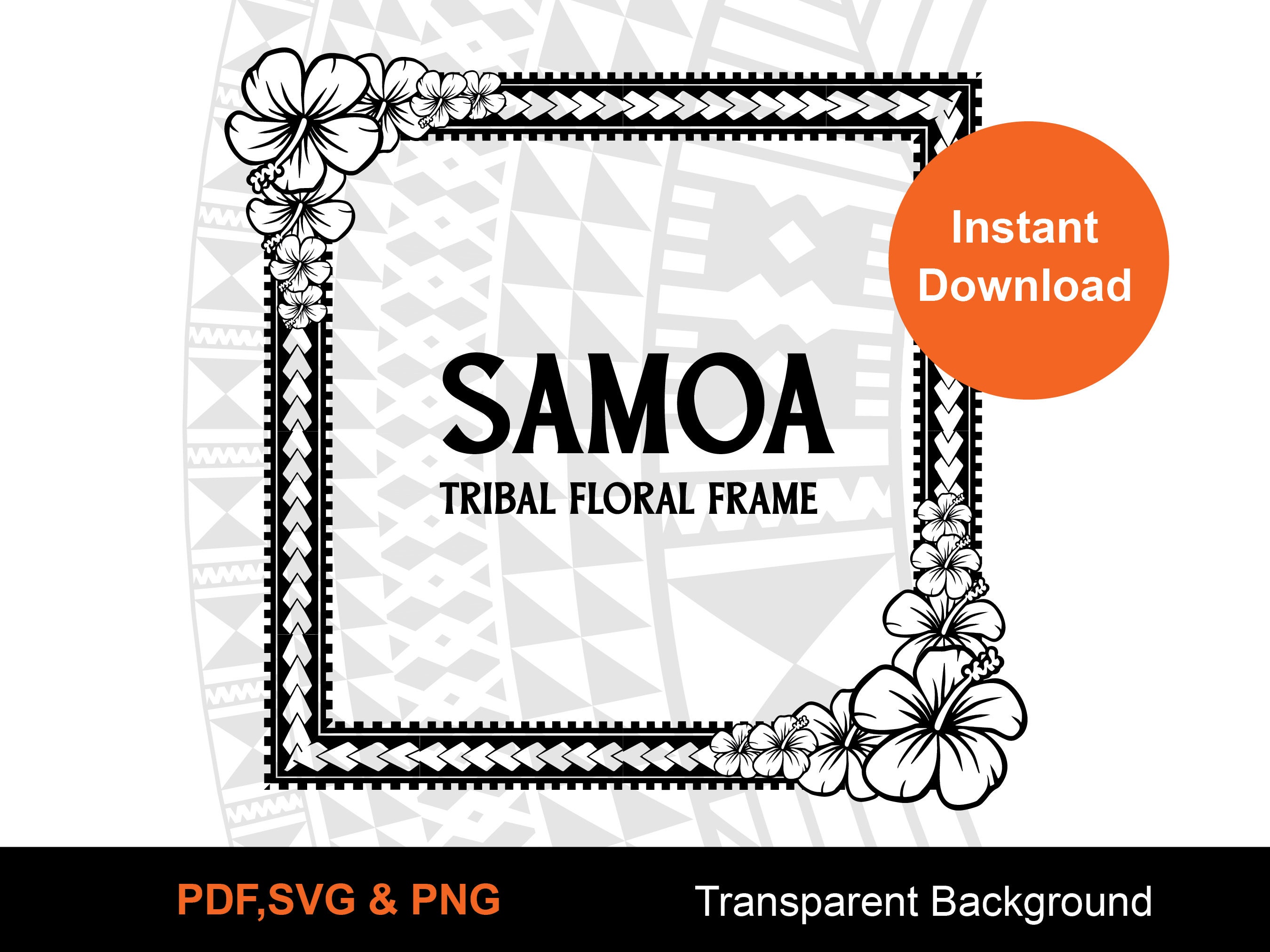 Samoan Square Floral Frame | Tribal Frame | Instant Download | Digital ...