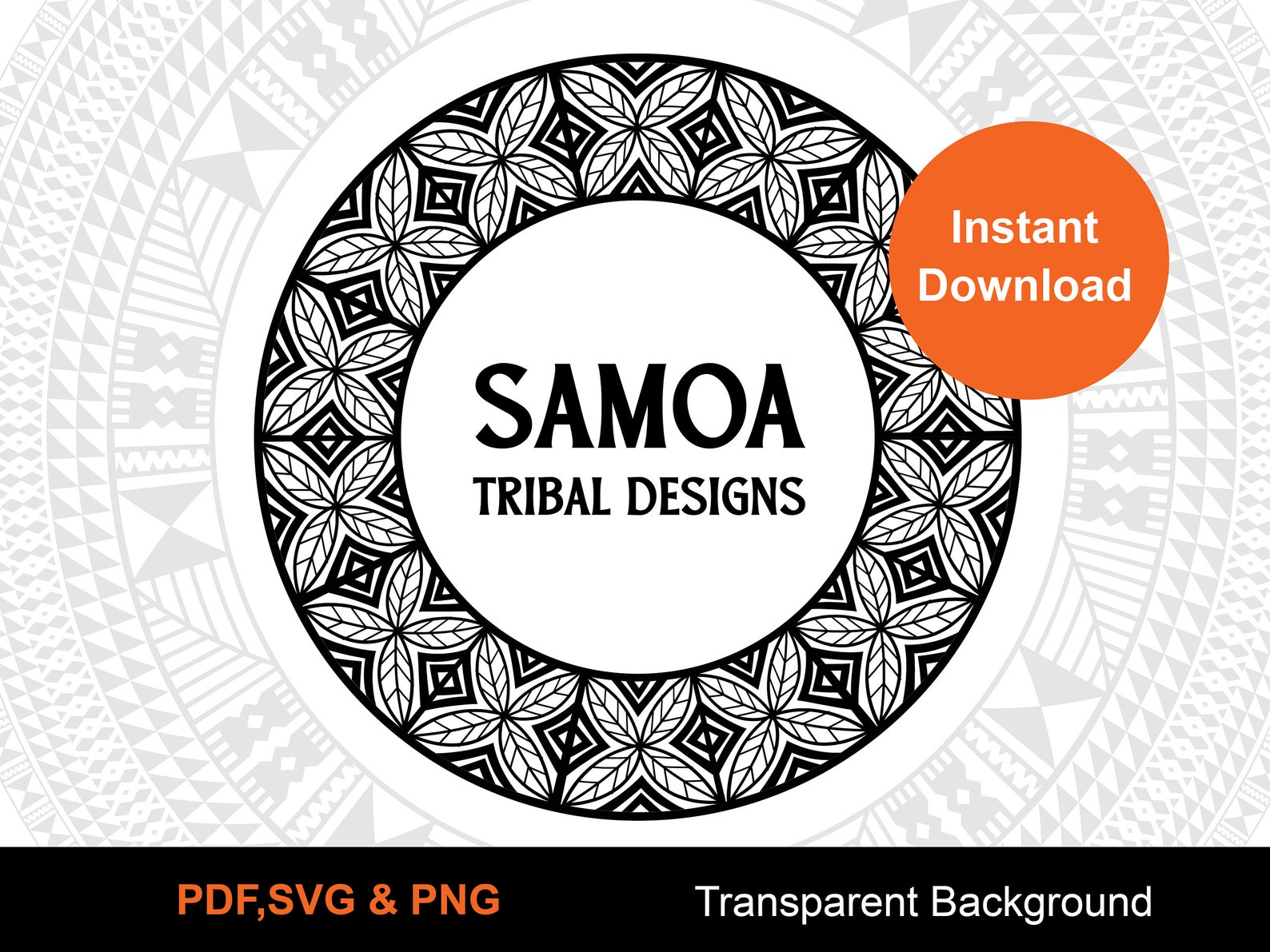 Samoan Tatau Circle Tribal Frame Vector 40cm X 40cm Seamless Pattern ...