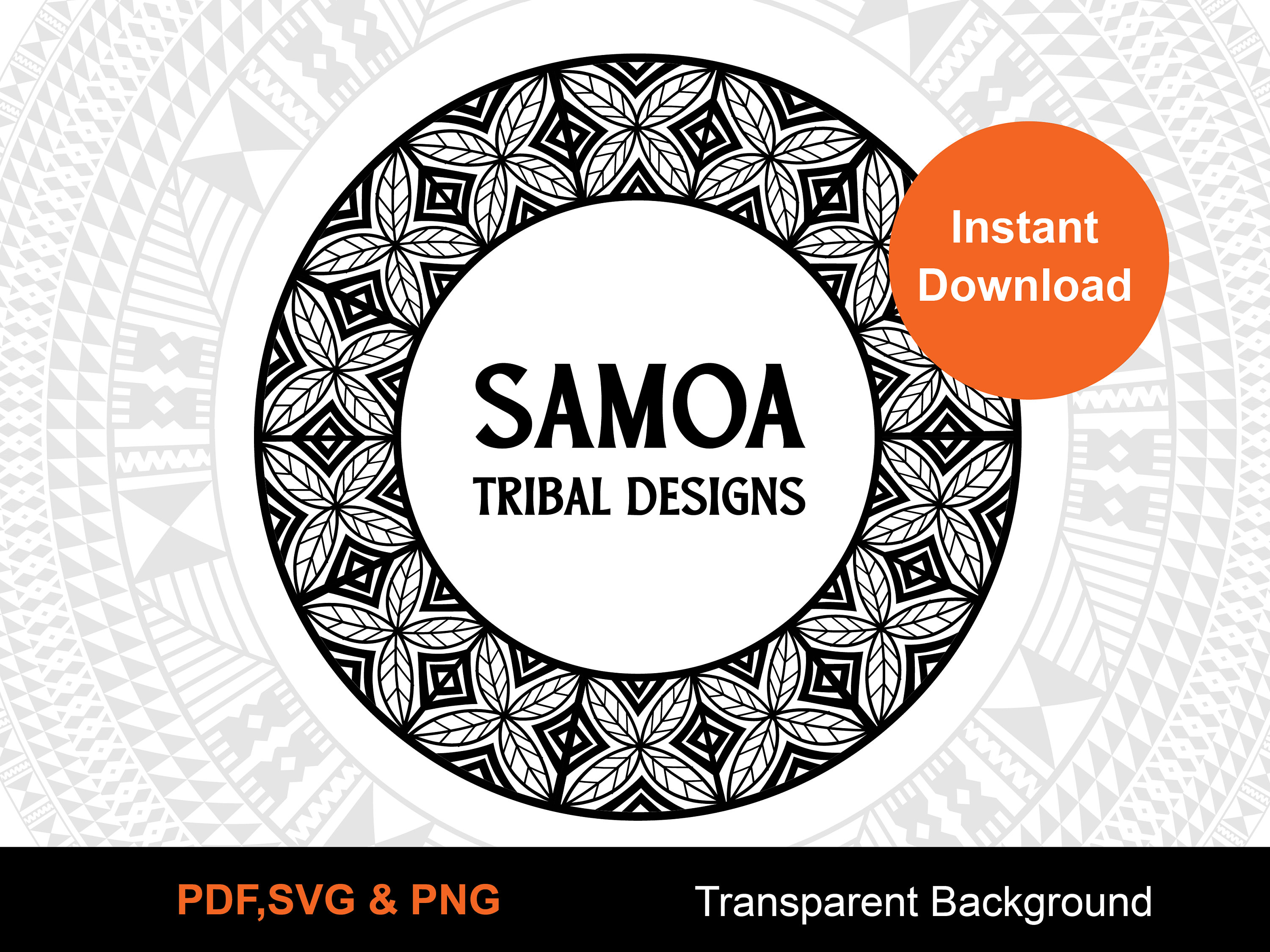 Samoan Tatau Circle Tribal Frame Vector 40cm X 40cm Seamless Pattern ...