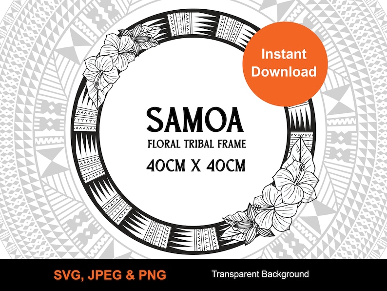 Samoan Floral Frame | Tribal Frame | Instant Download | Digital Design ...