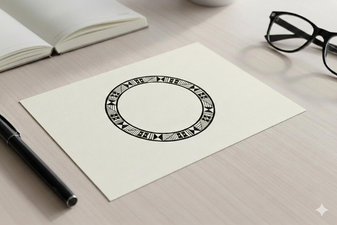 Fijian Authentic Masi Circle Tapa Tribal Frame Vector 40cm X 40cm ...