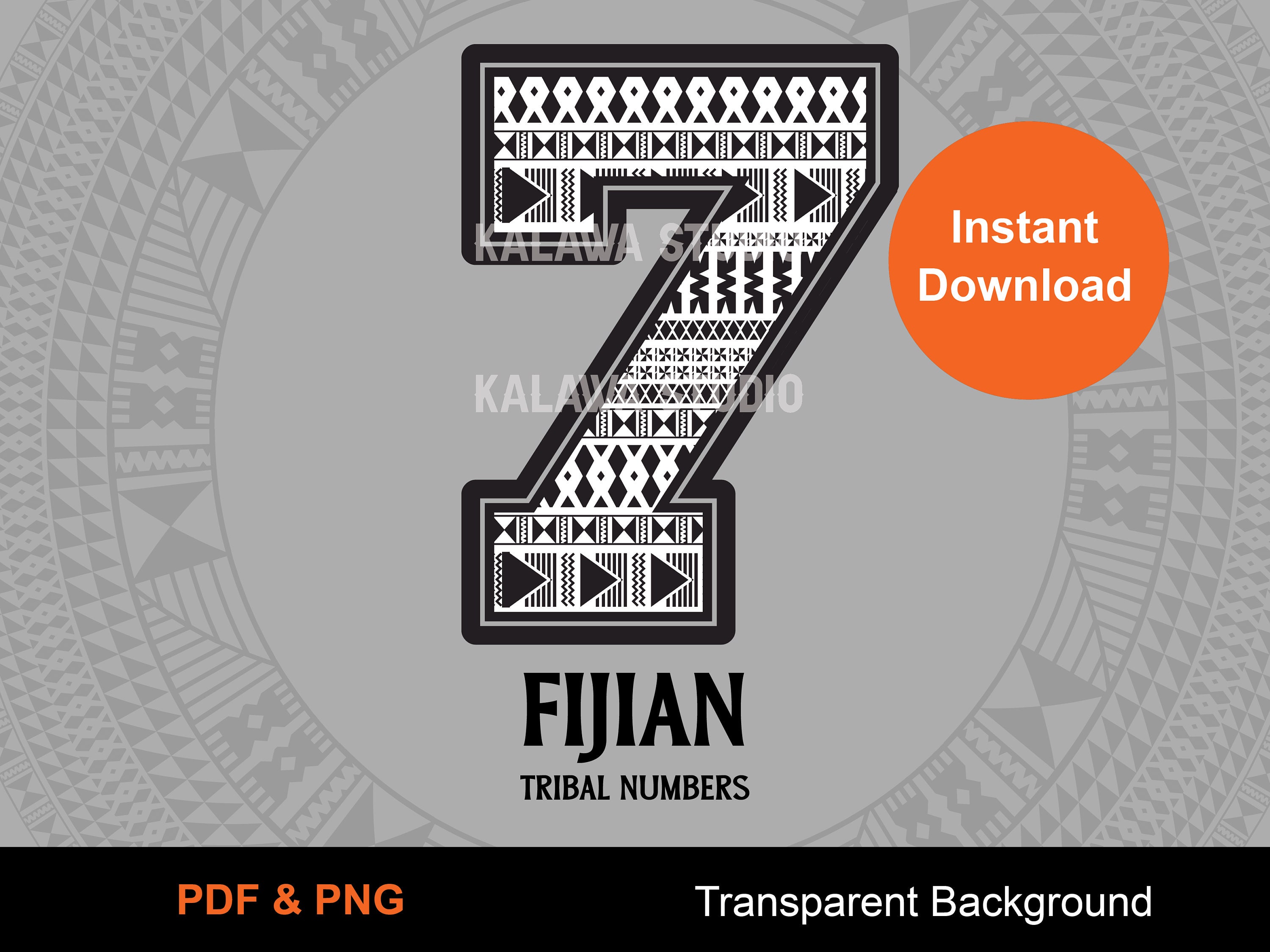 Fijian Tribal Number "7" | Polynesian Design (PDF & PNG) - Etsy