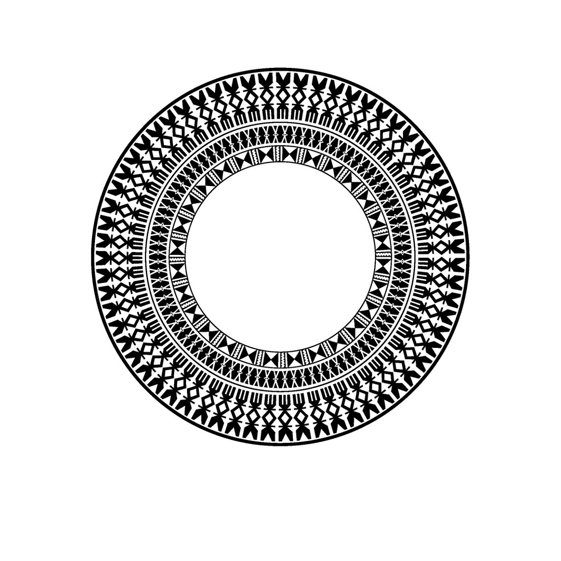 Fijian Kesakesa Masi Circle Tapa Tribal Frame Vector 40cm X 40cm ...