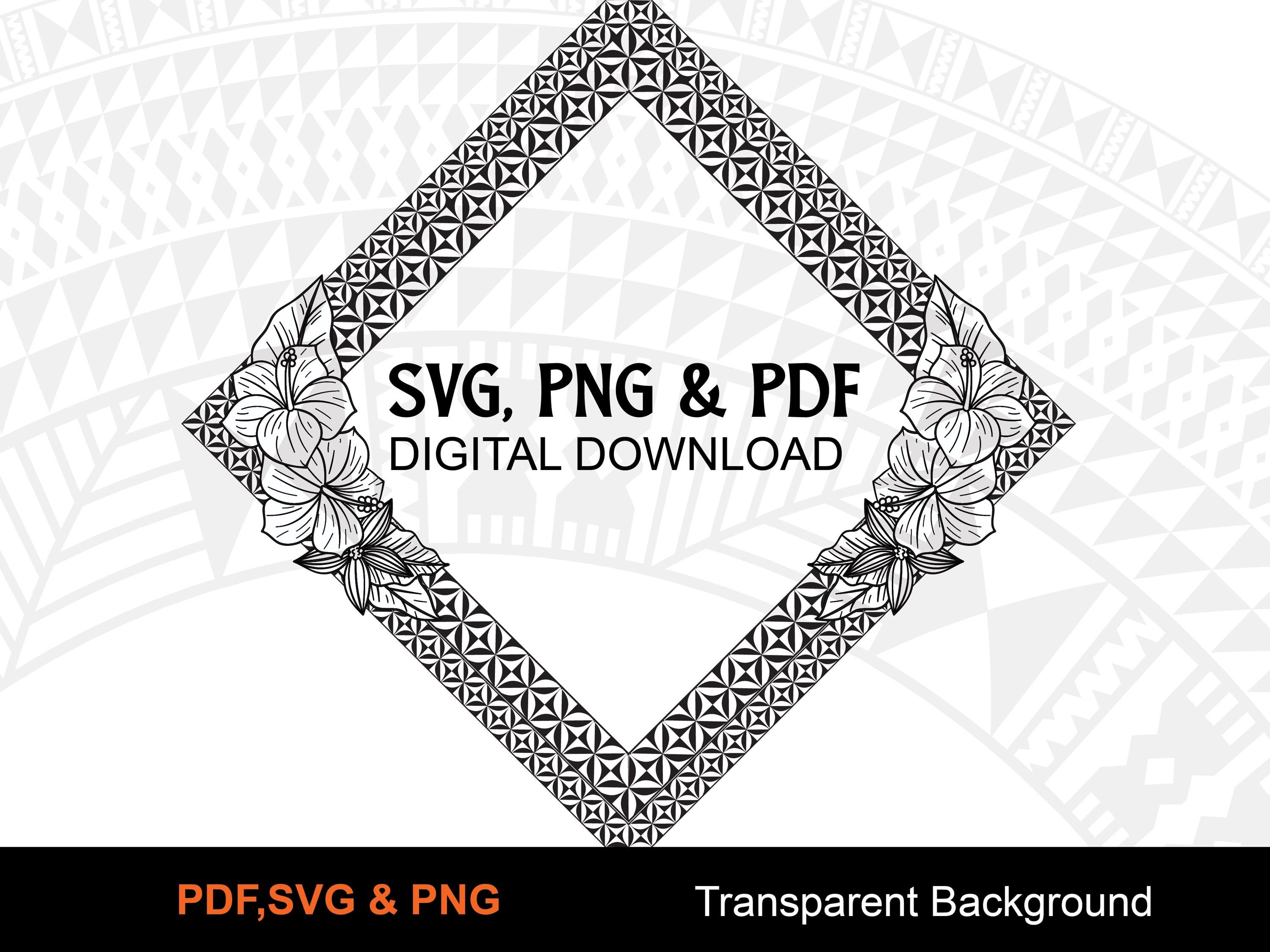 Polynesian Tribal Frame SVG & PNG Bundle | Hibiscus Flower Frames ...