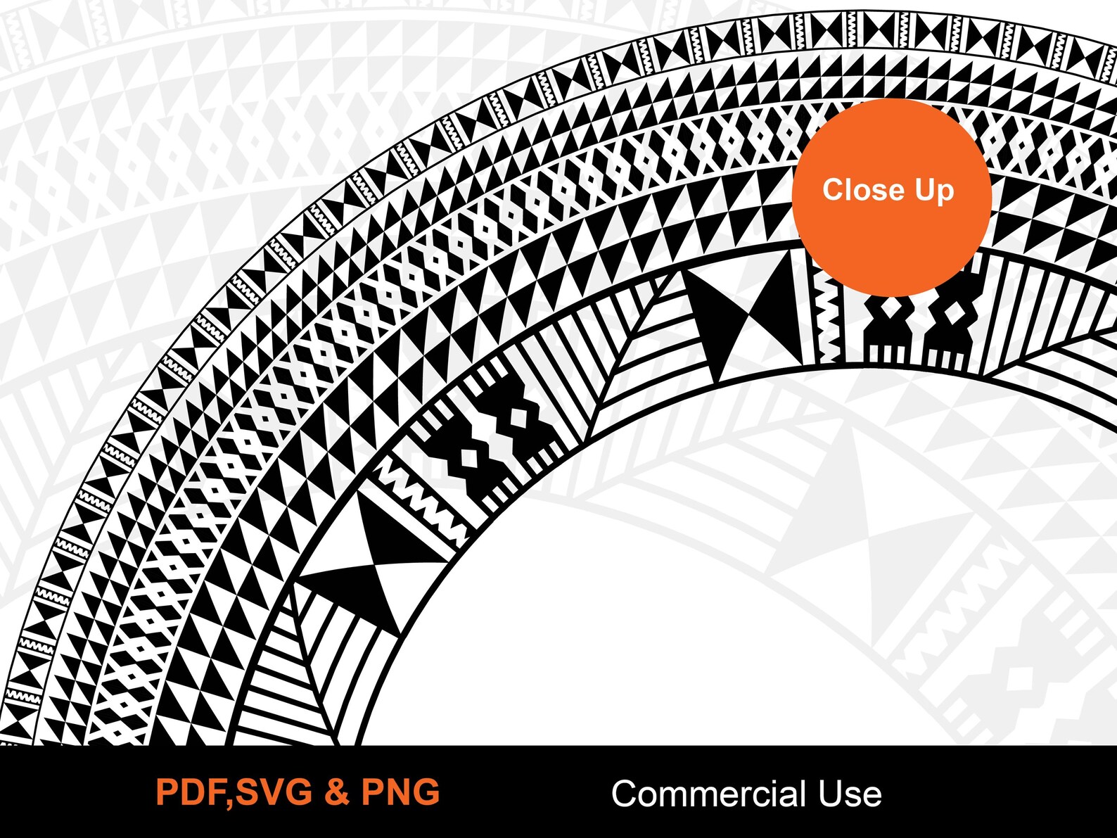 Polynesian Masi Circle Tapa Tribal Frame Vector 40cm X 40cm Seamless ...