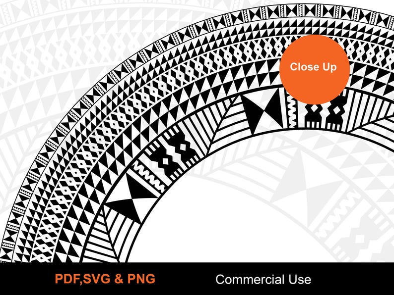 Polynesian Masi Circle Tapa Tribal Frame Vector 40cm X 40cm Seamless ...