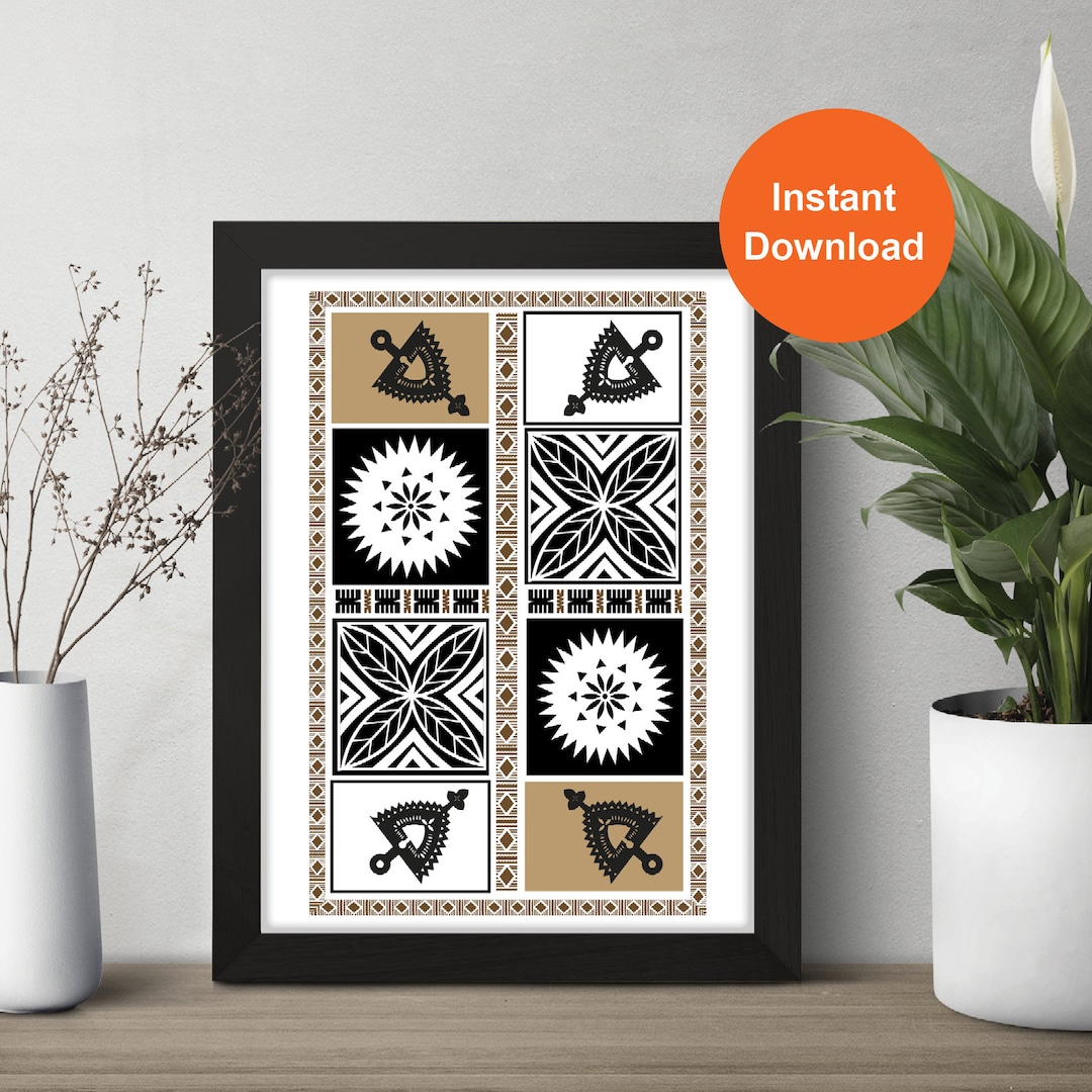 Modern Fijian Tapa Wall Art Prints Home Decor Wall Art Home Gift ...