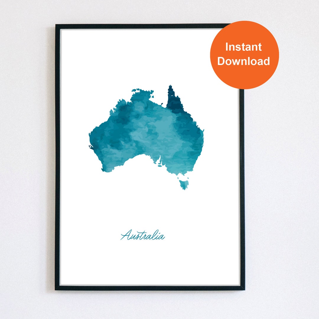Australiamap Watercolour - Printable Poster -australia Digital Print ...
