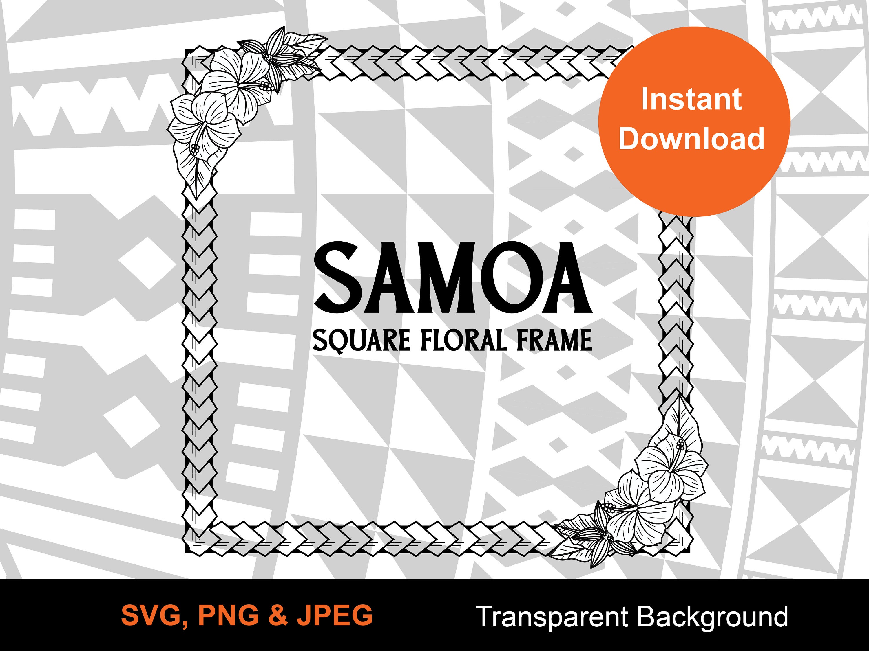 Samoan Square Floral Frame | Tribal Frame | Instant Download | Digital ...
