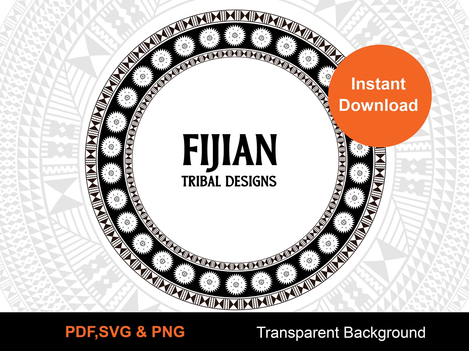 Fijian Unique Masi Circle Tapa Tribal Frame Vector 40cm X 40cm Seamless ...