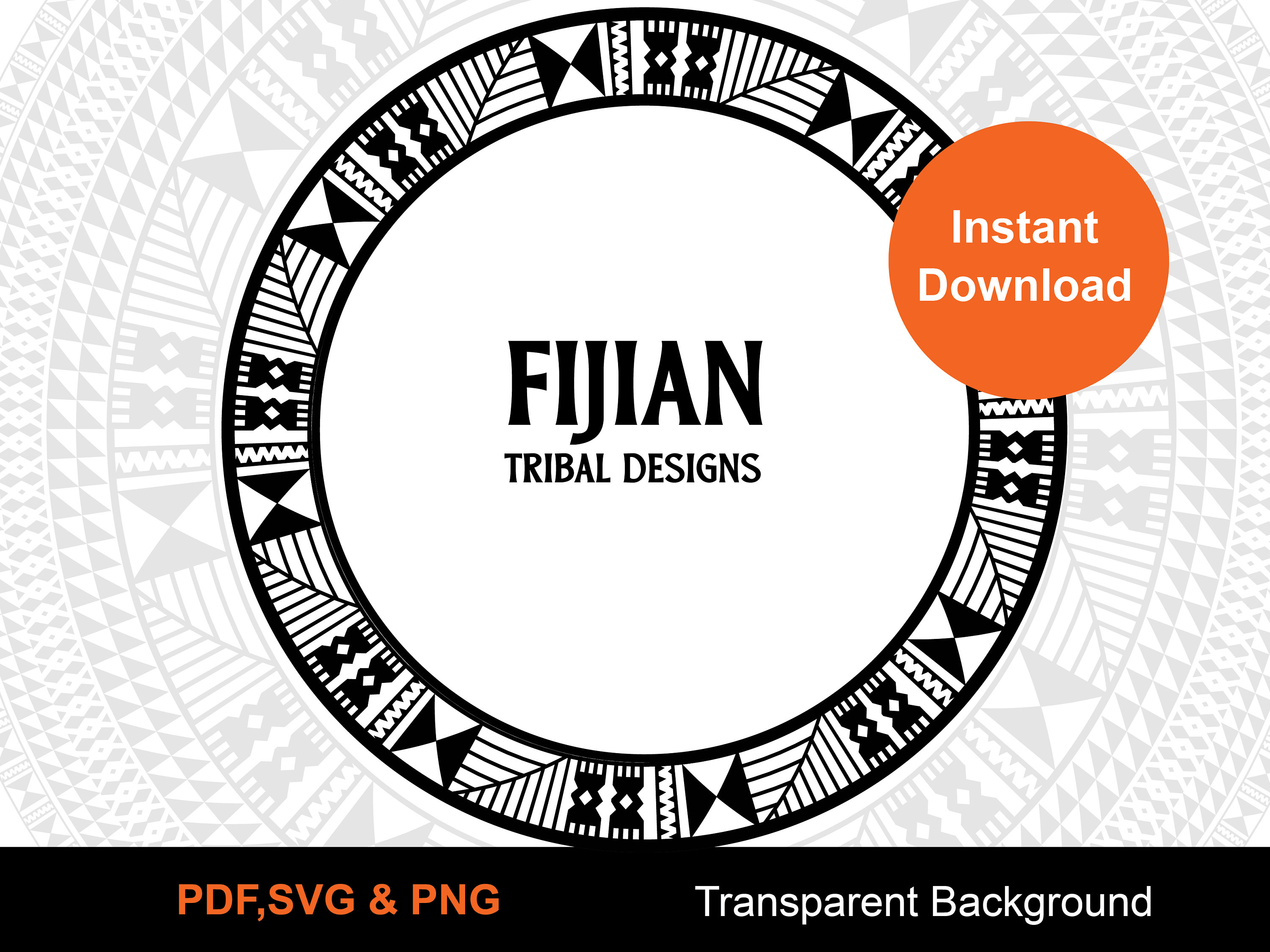Fijian Authentic Masi Circle Tapa Tribal Frame Vector 40cm X 40cm ...