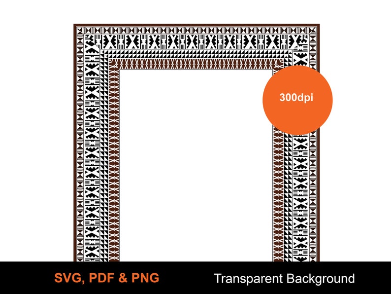 Fijian Masi Rectangle Tapa Tribal Frame Vector 210mm X 297mm Seamless ...