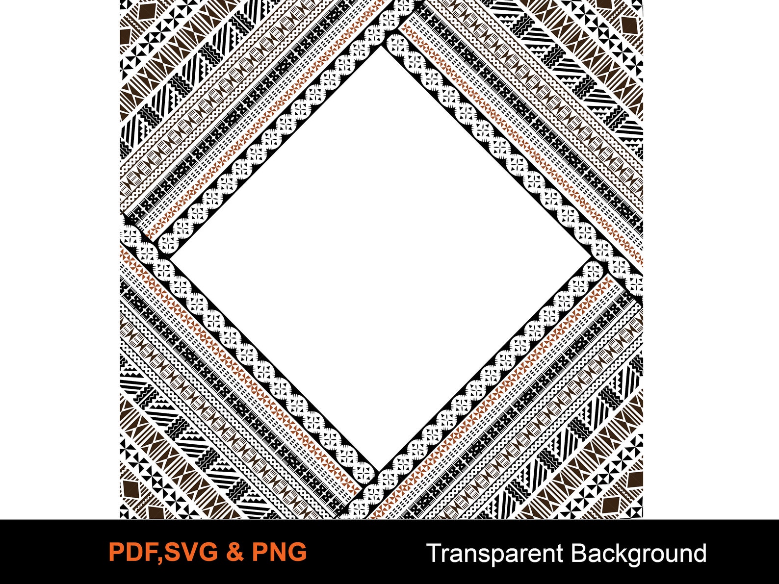 Fijian Kesakesa Masi Diamond Tapa Tribal Frame Vector 40cm X 40cm ...