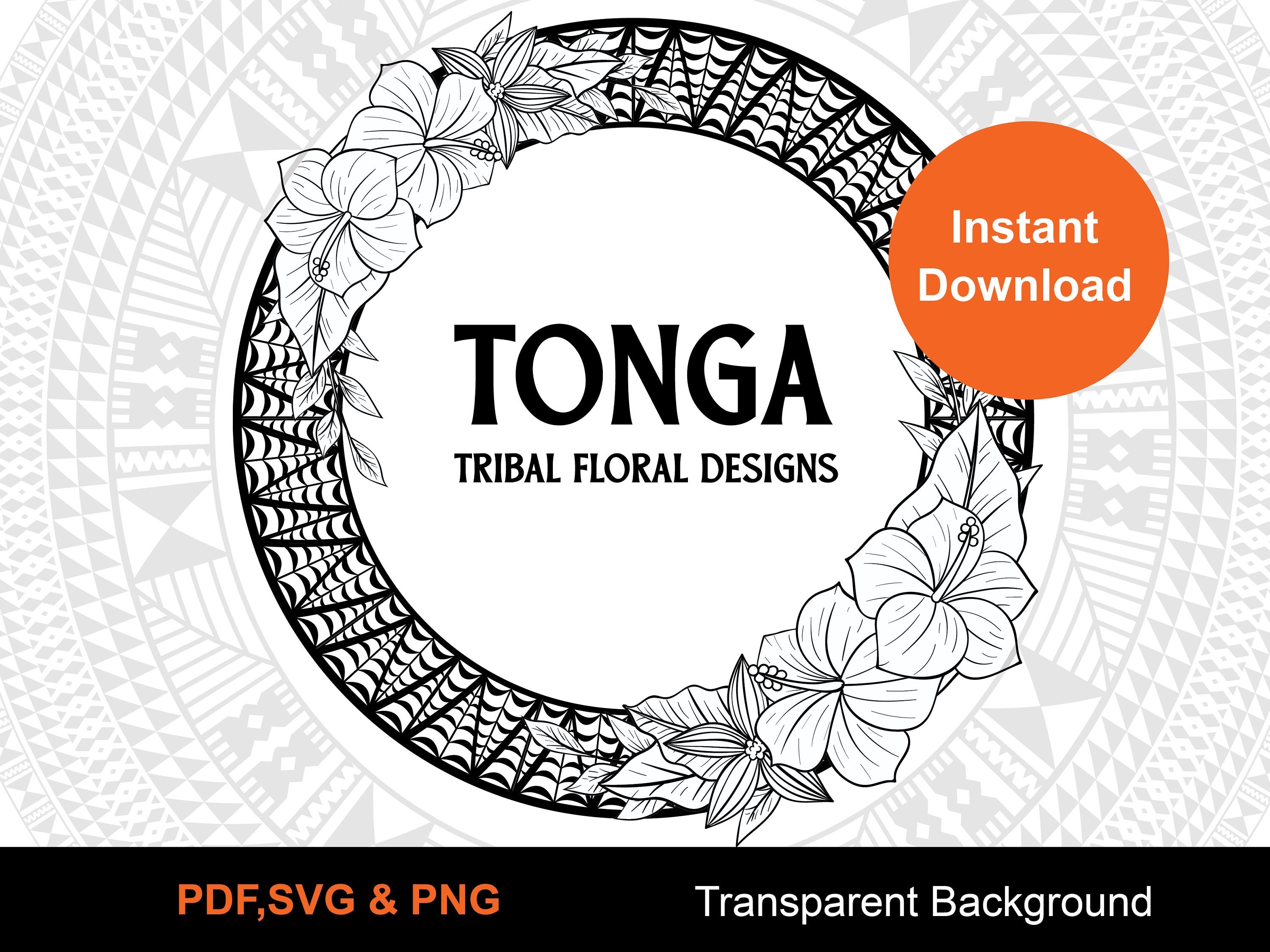 Tonga Floral Frame | Hibiscus Flower Frame | Tonga Tribal Frame ...