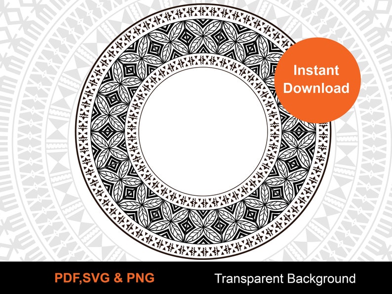 Polynesian Circle Tapa Tribal Frame Vector 40cm X 40cm Seamless Pattern ...
