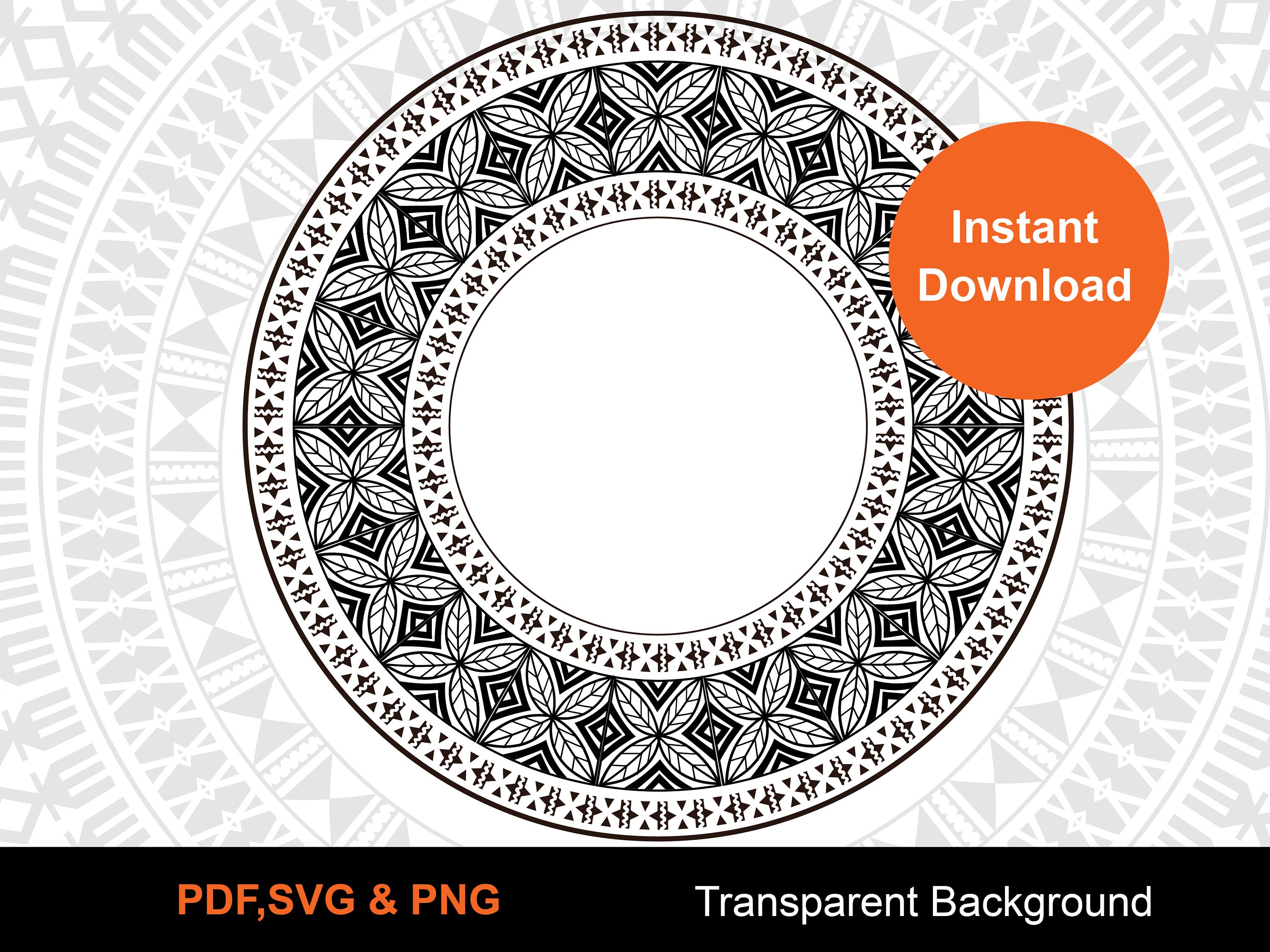 Polynesian Circle Tapa Tribal Frame Vector 40cm X 40cm Seamless Pattern ...