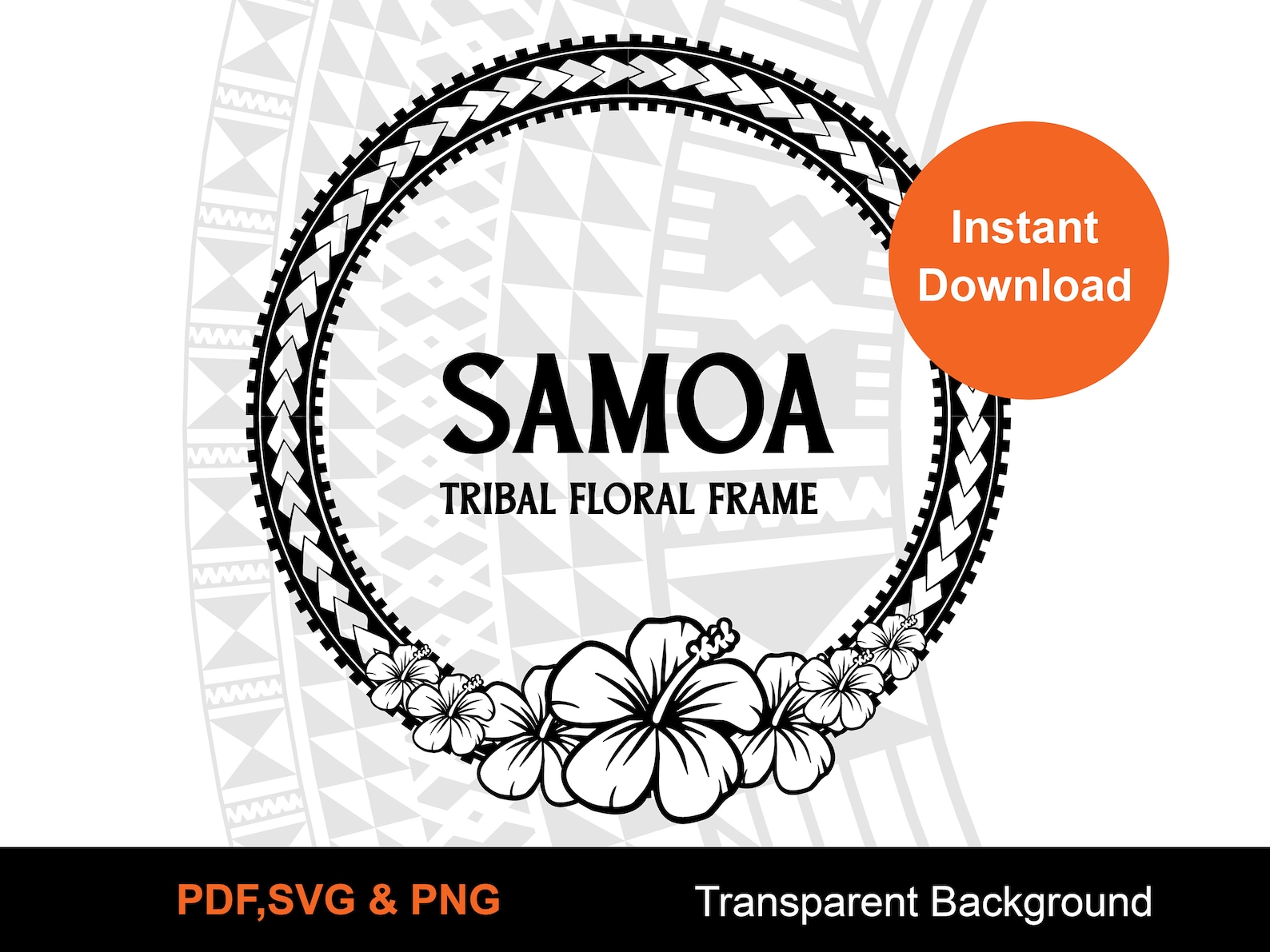 Samoan Floral Frame | Tribal Frame | Instant Download | Digital Design ...