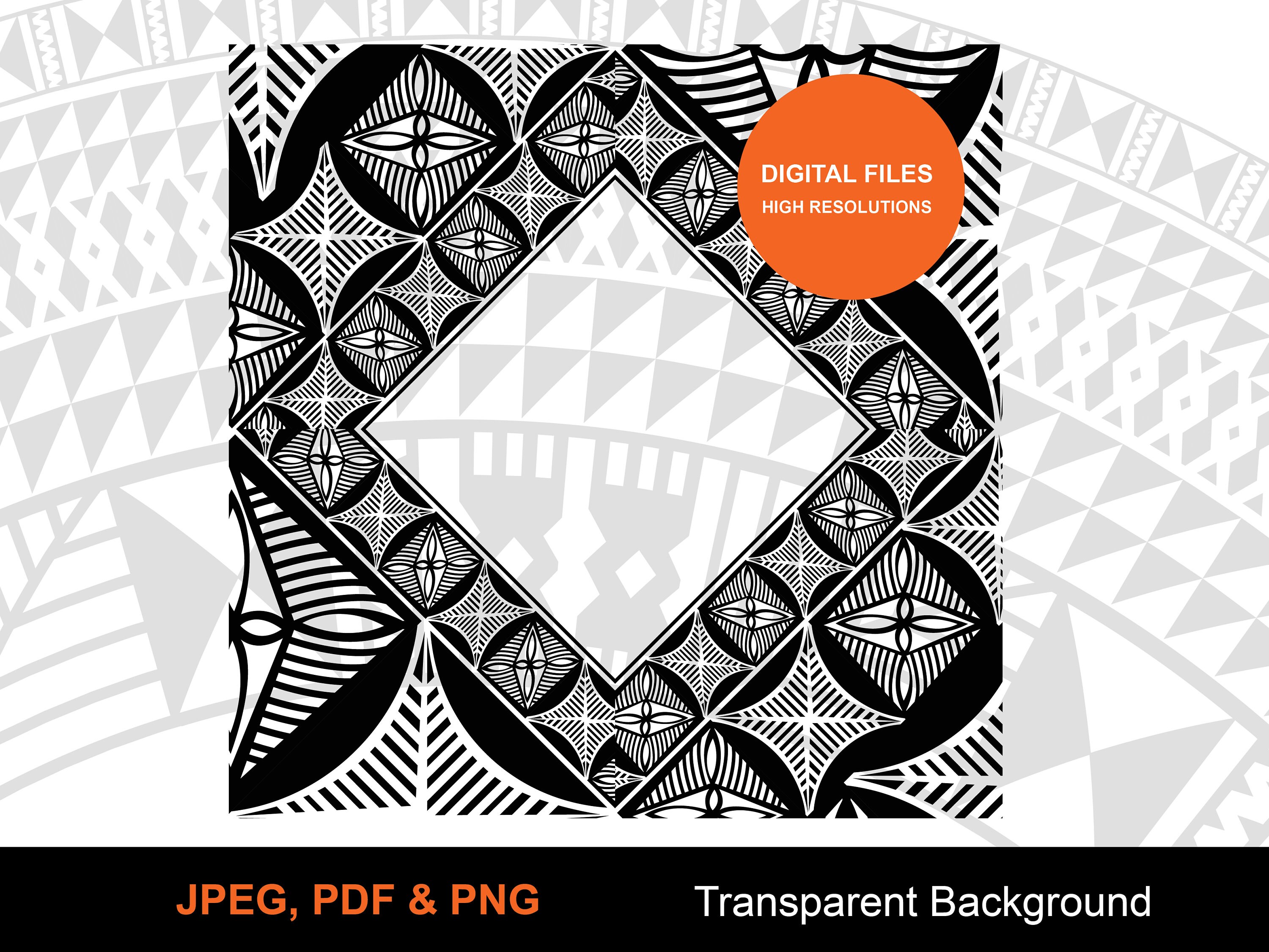 Samoan SIAPO Polynesian Sqaure Tribal Frame Vector 40cm X 40cm Seamless ...