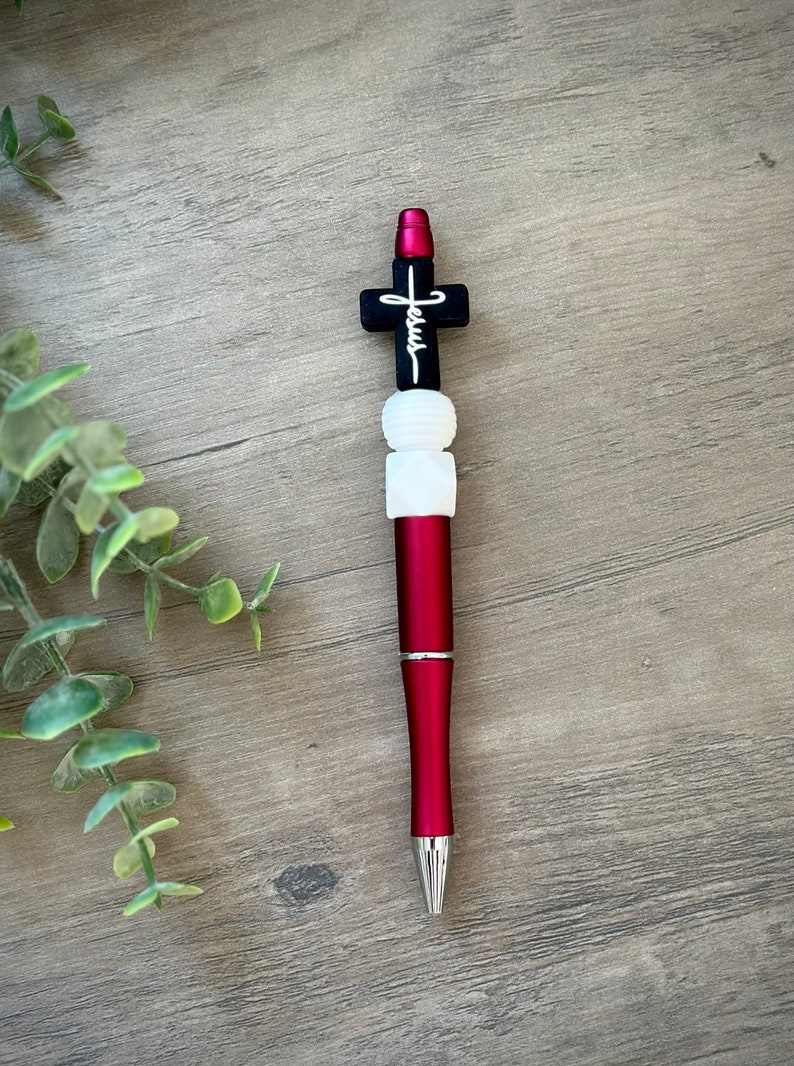 Beaded Christian Pen – Cross Design, Black Ink | Jesus Gift, Faith ...