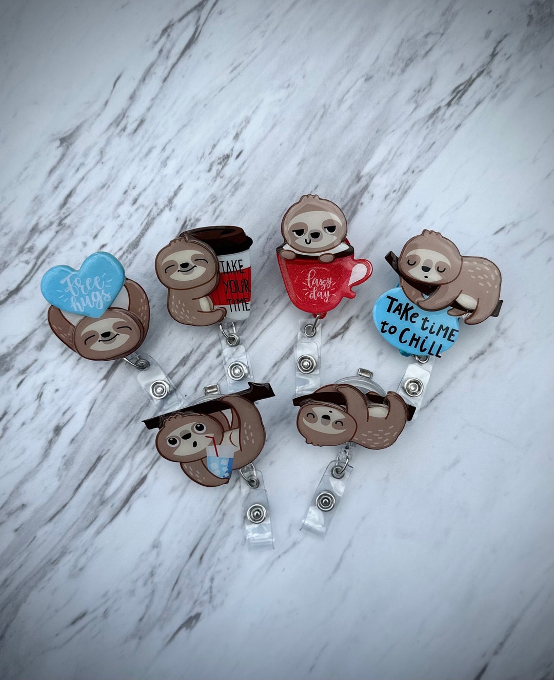 Adorable Sloth Badge Reels, Sleeping Sloth, Healthcare, Gift for Her ...