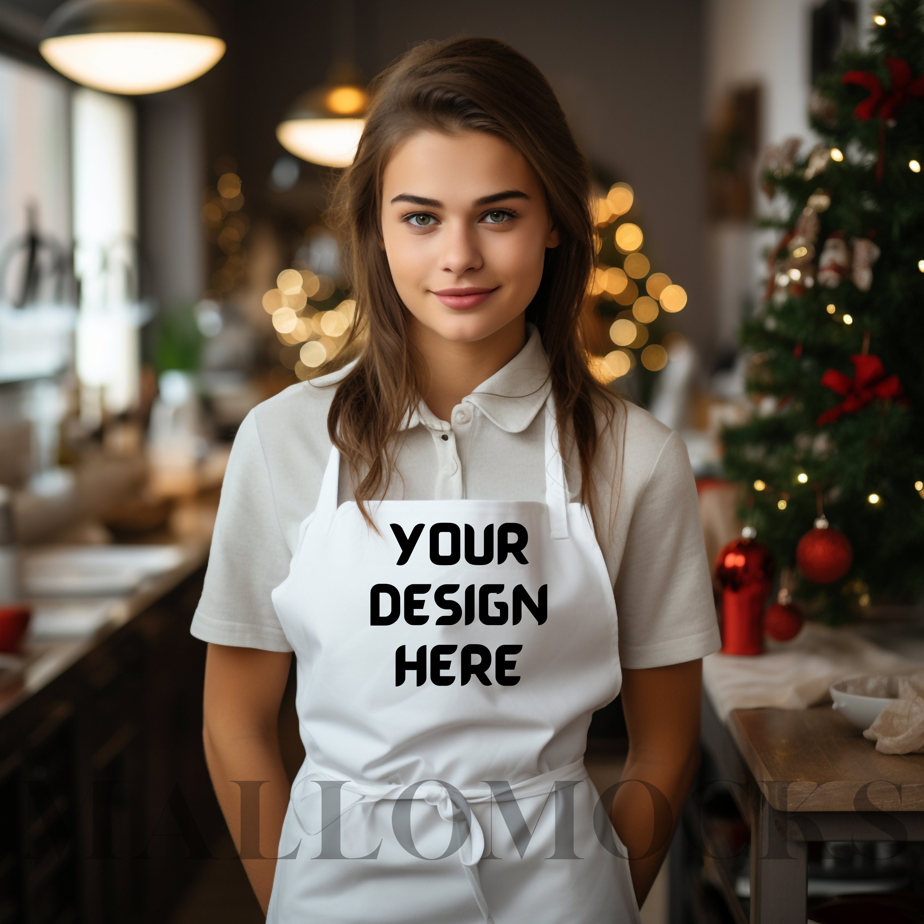 Set of Four Girls Cooking Apron Mock up White Apron Mockup Kitchen ...