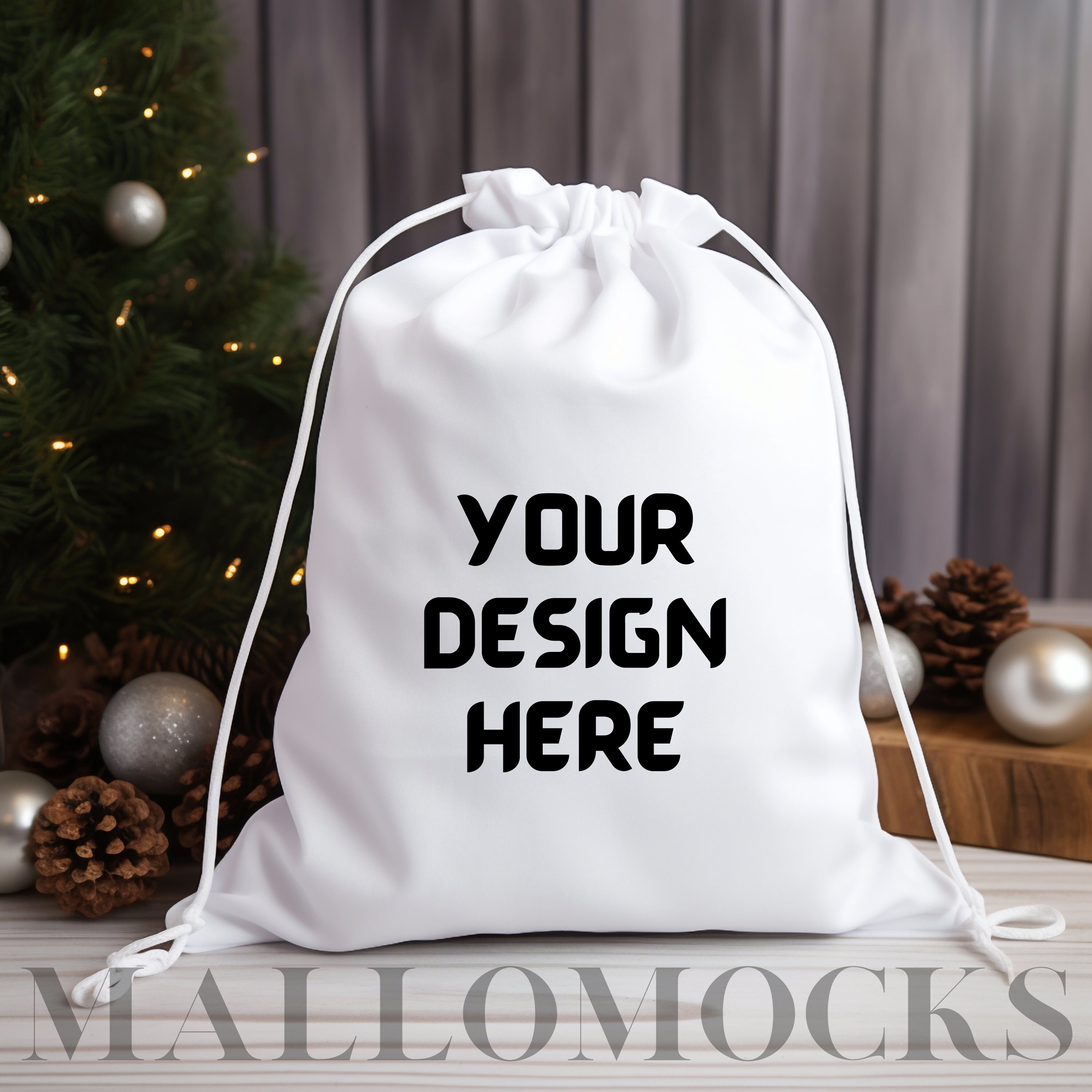 White Christmas Drawstring Bag Mockup Set (digital Download) - Etsy
