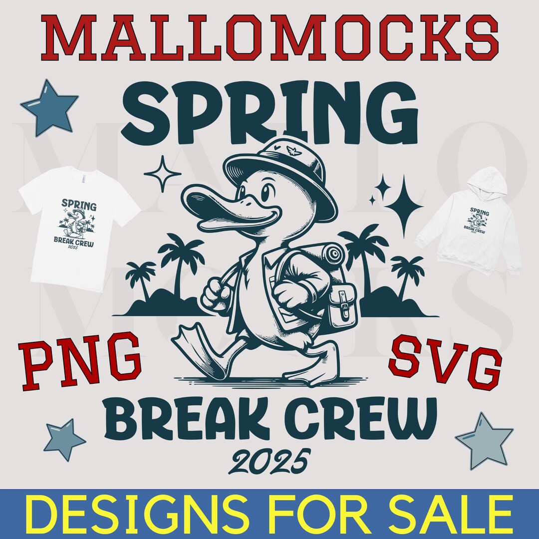 Spring Break Crew 2025 PNG SVG Beach Vibes Cute Duck Animal Vacation ...